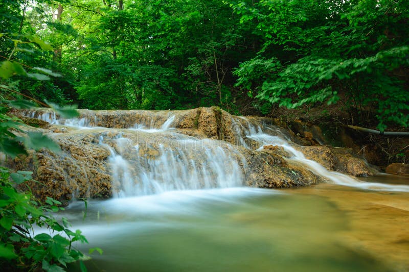 Lucansky Waterfall in the Village of Lucky - Water Flows Down a ...