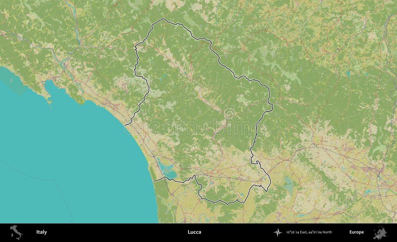 Lucca Outlined, Italy. Topographic Humanitarian Stock Illustration ...
