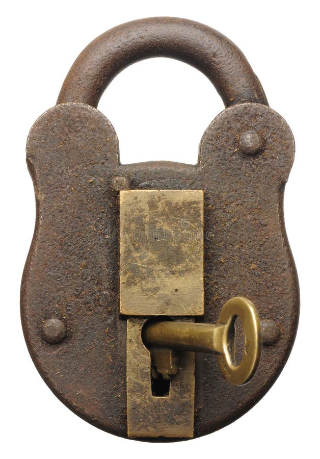 Lucchetto D'ottone Antico Isolato Su Bianco Immagine Stock - Immagine ...