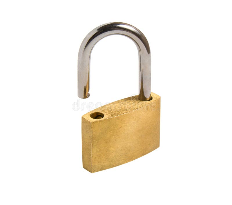 Lucchetto aperto isolato fotografia stock. Immagine di salvaguardia ...