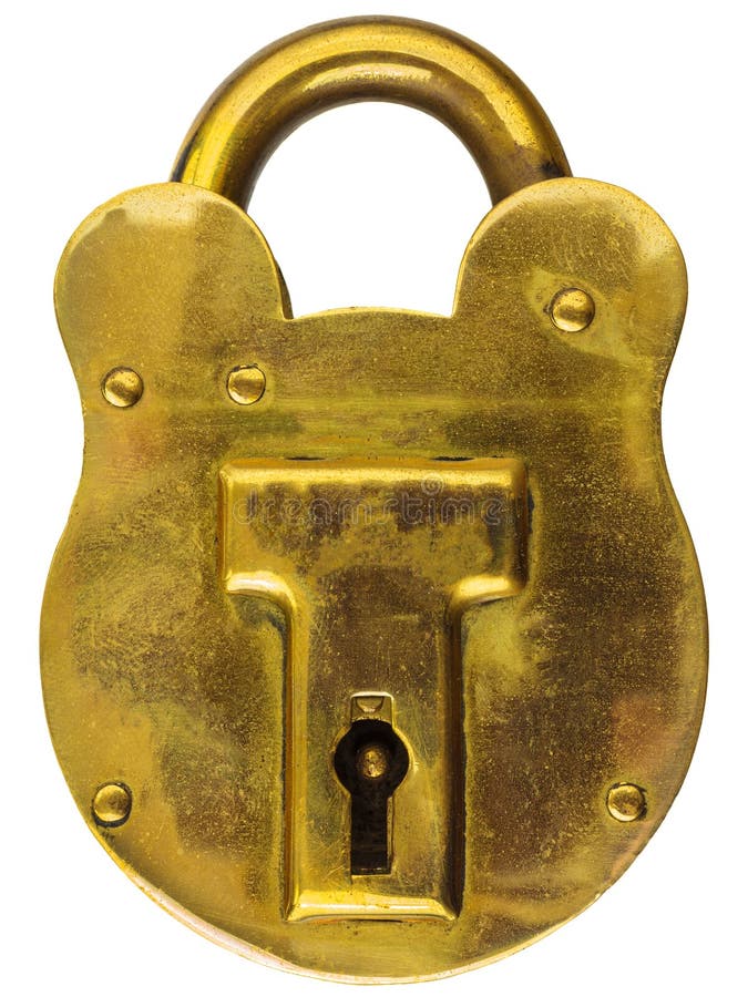Lucchetto D'ottone Antico Isolato Su Bianco Immagine Stock - Immagine ...