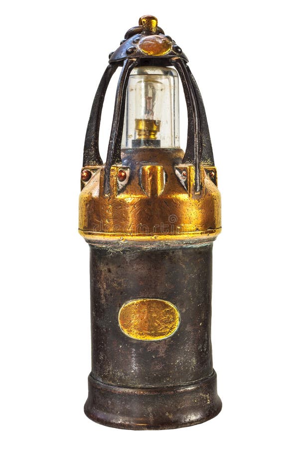 Lampada Da Minatore Vintage Isolata Su Sfondo Bianco Fotografia Stock ...