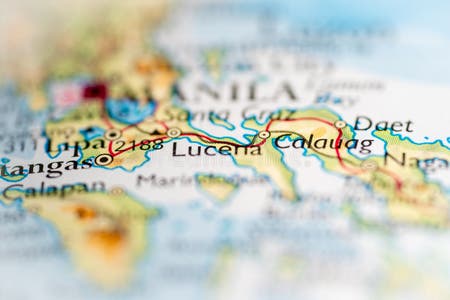 Lucena, Philippines Highlighted on a World Map Stock Photo - Image of ...