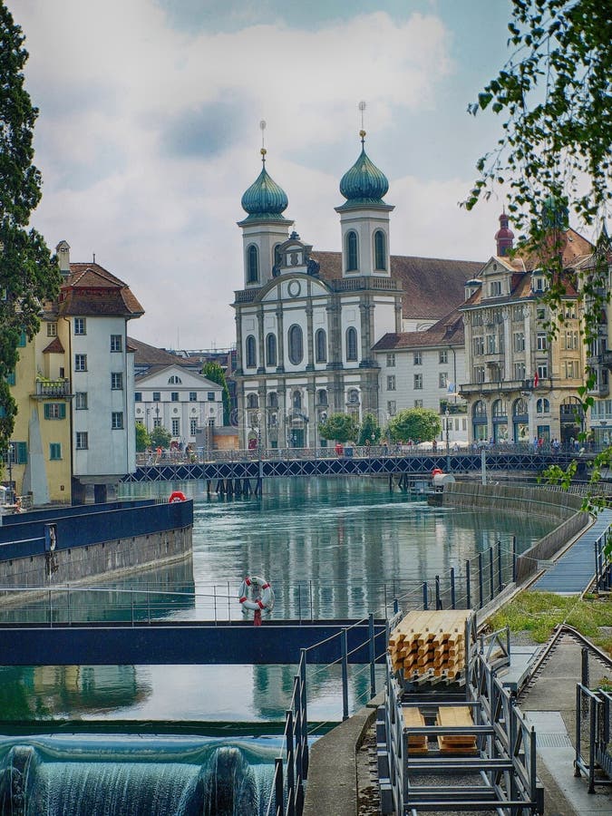Lucern River and Bridges in HDR Editorial Stock Photo - Image of views ...
