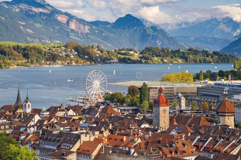 Lucern, Switzerland Cityscape Stock Image - Image of place, alps: 297938461