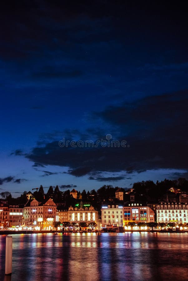 Lucerne by night editorial photo. Image of night, place - 51420796
