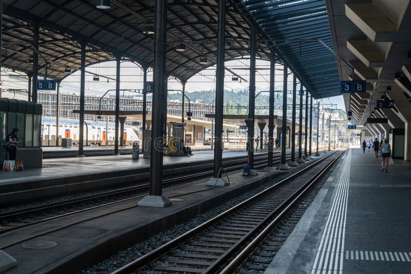 Lucerne, Switzerland - July 19, 2024: Inside the Lucerne Main Train ...