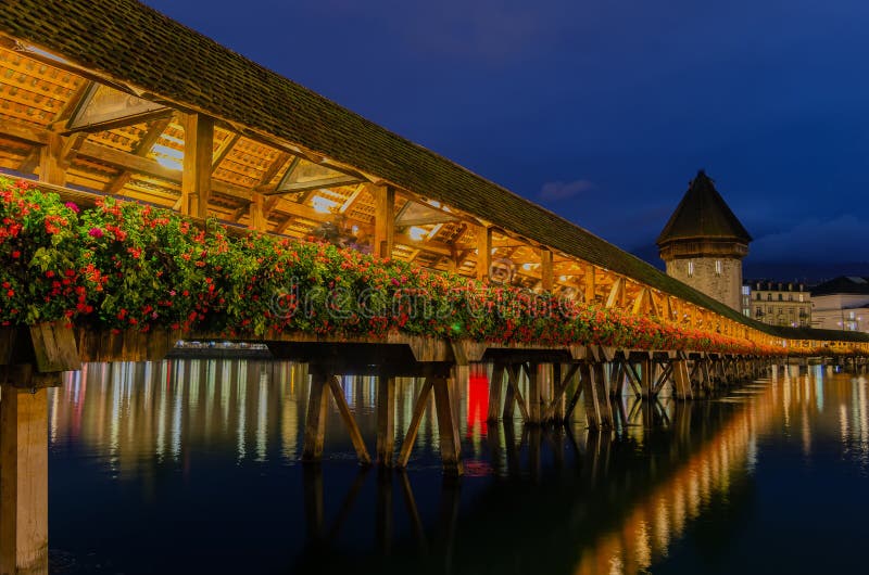 Lucerne stock image. Image of famous, water, bridge - 281565801