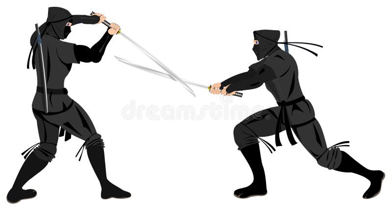Lucha de Ninjas con katana ilustración del vector. Ilustración de metal ...