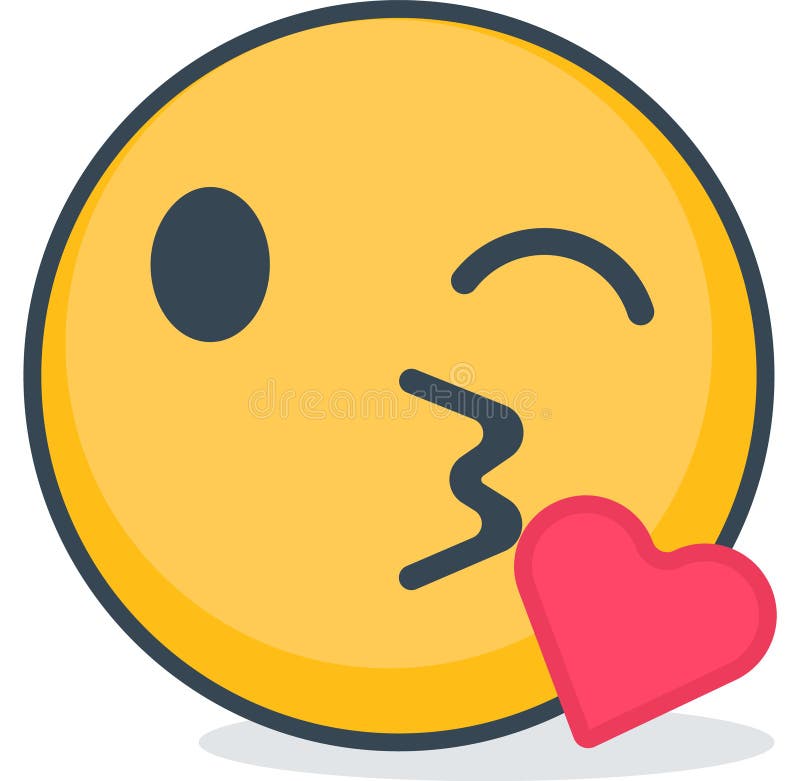 Emoticon met kus vector illustratie. Illustration of leuk - 55398068
