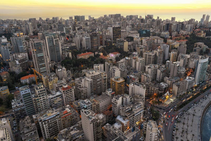 Luchtmening Van Beiroet Libanon, Stad De Stad Van Van Beiroet, Beiroet ...