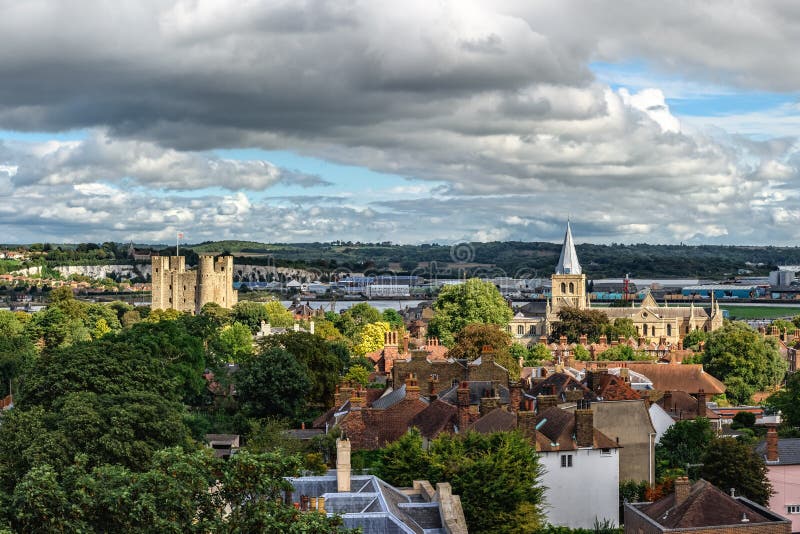 Luchtpanorama Van Stad Van Rochester in Kent, Engeland Stock Afbeelding ...
