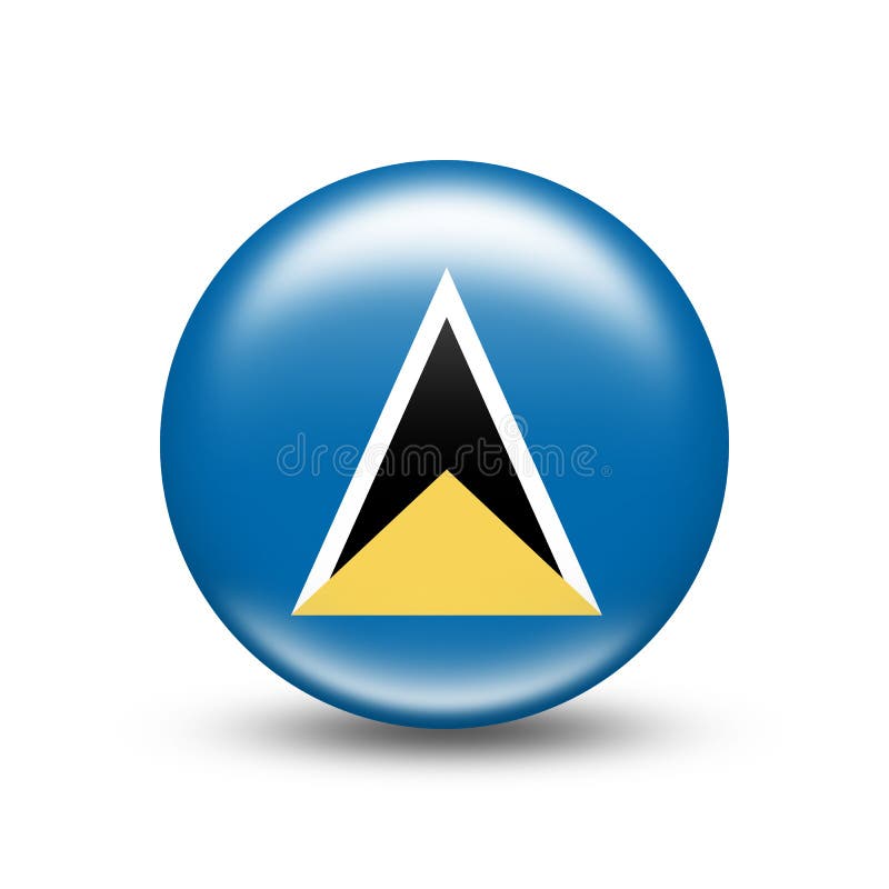 Lucia Country Flag in Sphere with White Shadow Stock Illustration ...
