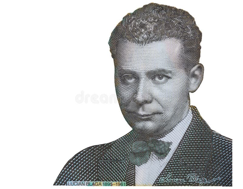 Lucian Blaga Cut Out from 200 Romanian Lei Banknote Stock Image - Image ...