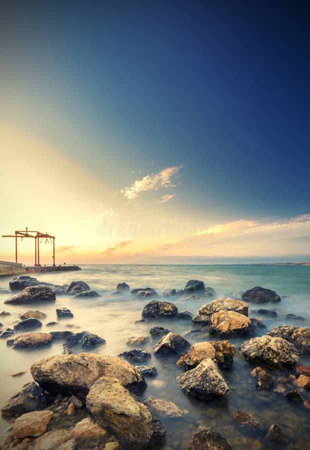 Lucid Silky Sea with Many Rocks Stock Image - Image of pebble, business ...