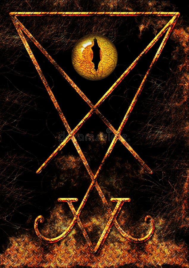 Lucifer Symbol Met Reptilian Ogen Stock Illustratie - Illustration of ...