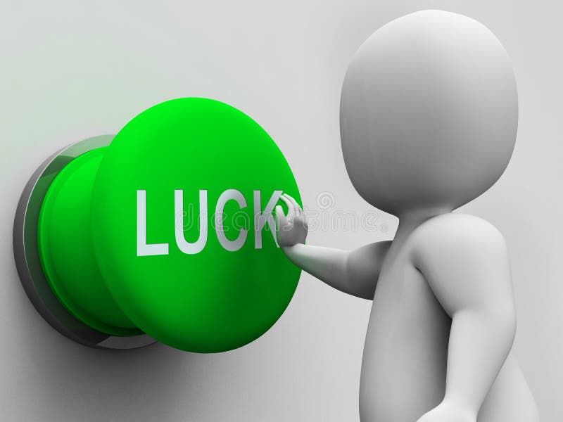 Luck Button Shows Gambling Fortunate and Risk Stock Illustration ...