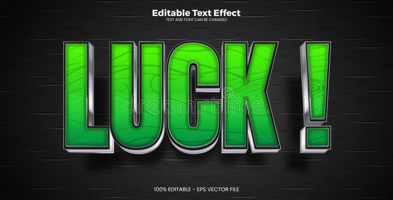 Luck Editable Text Effect in Modern Trend Style Stock Vector ...