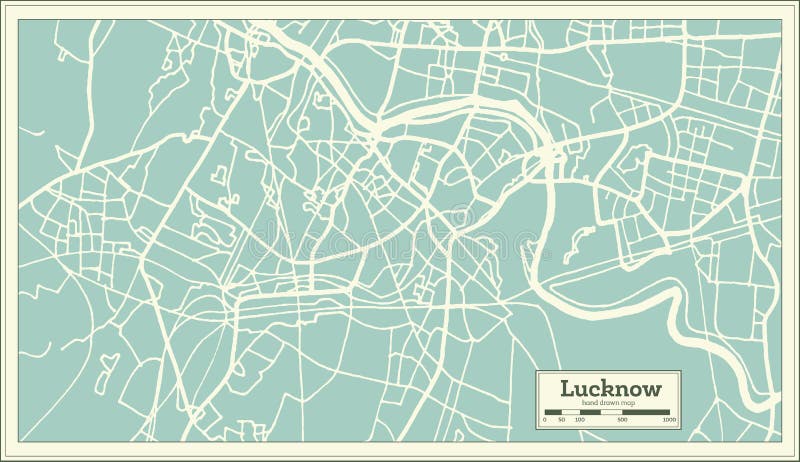 Lucknow India City Map in Retro Style. Outline Map Stock Vector ...