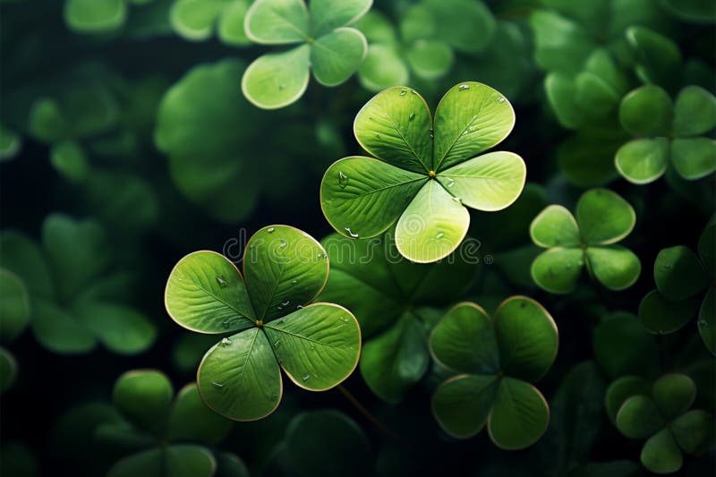 Lucky Backdrop St Patricks Day Theme with Scattered Clover Leaves Stock ...