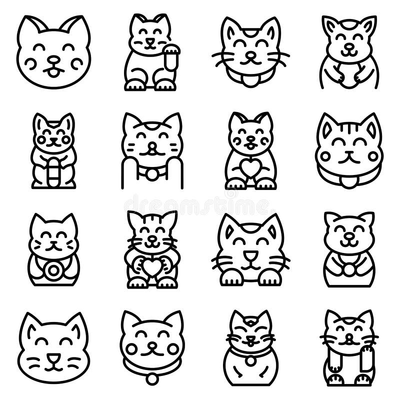 Lucky Cat Outline Stock Illustrations – 413 Lucky Cat Outline Stock ...