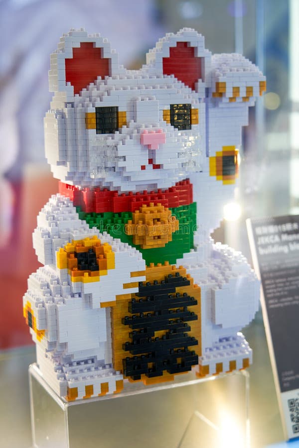 A Lucky Cat Made of Children S Building Blocks Stock Image - Image of ...