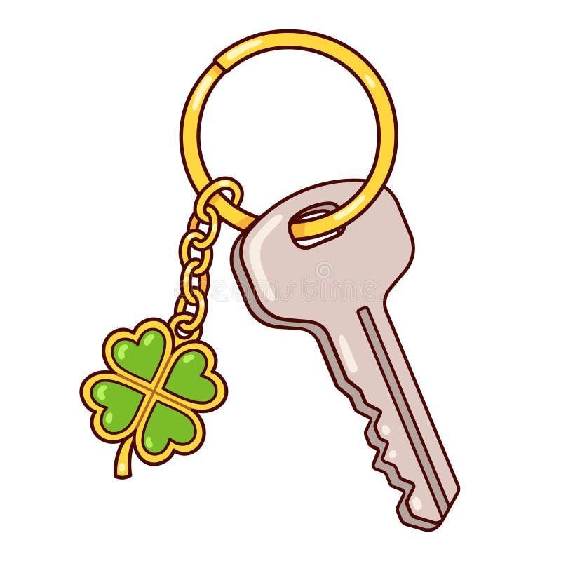 Lucky Clover Keyring Charm Drawing Stock Vector - Illustration of gold ...