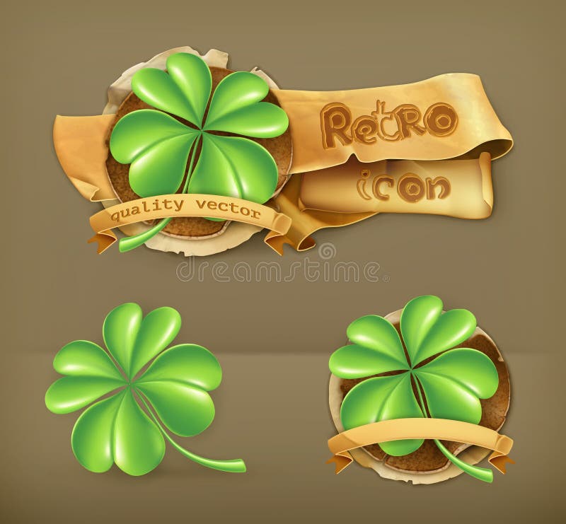 Lucky Clover, vector icons stock vector. Illustration of retro - 57417659
