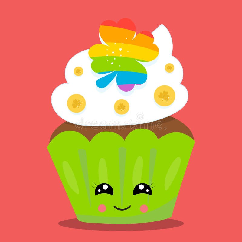 Lucky cupcake smiley 01 stock vector. Illustration of cartoon - 198989149