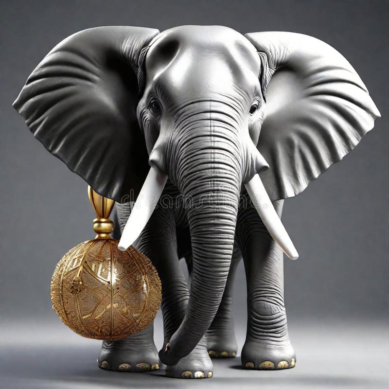 Lucky Elephant with Christmas Ball Stock Illustration - Illustration of ...