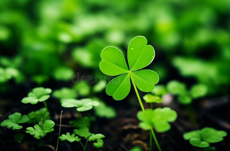 Single Four Leaf Clover Lush Green Forest Stock Photos - Free & Royalty ...