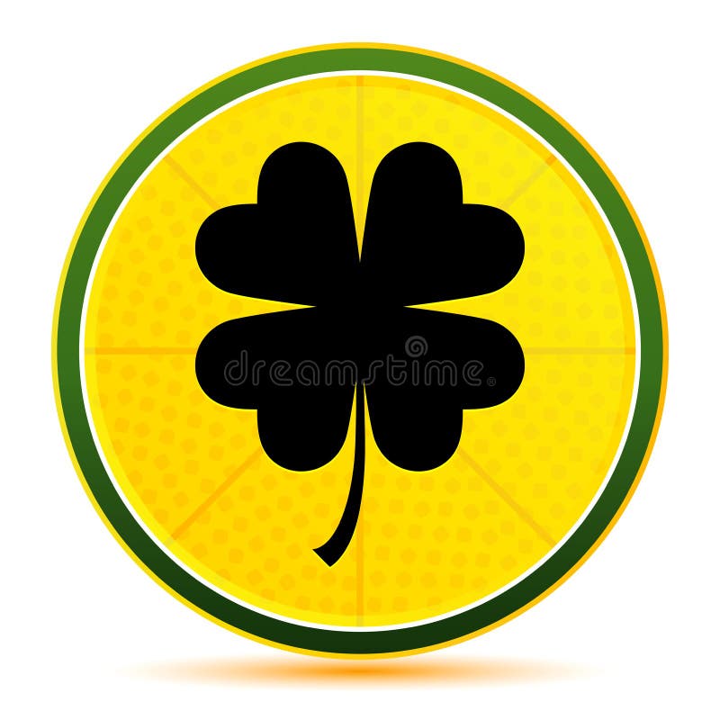 Lucky Four Leaf Clover Icon Realistic Diagonal Motion Red Round Button ...