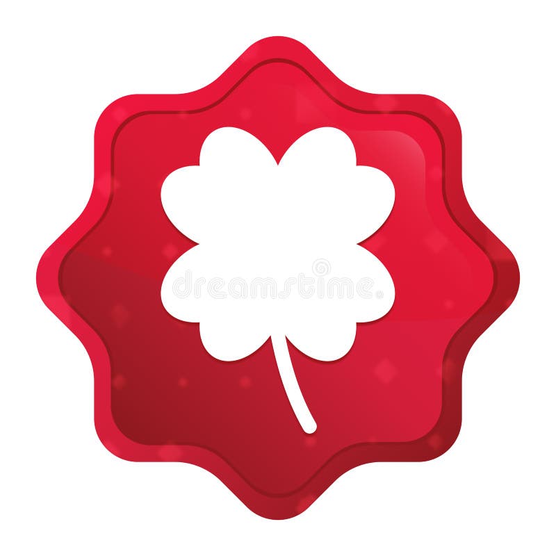 Lucky Four Leaf Clover Icon Misty Rose Red Starburst Sticker Button ...