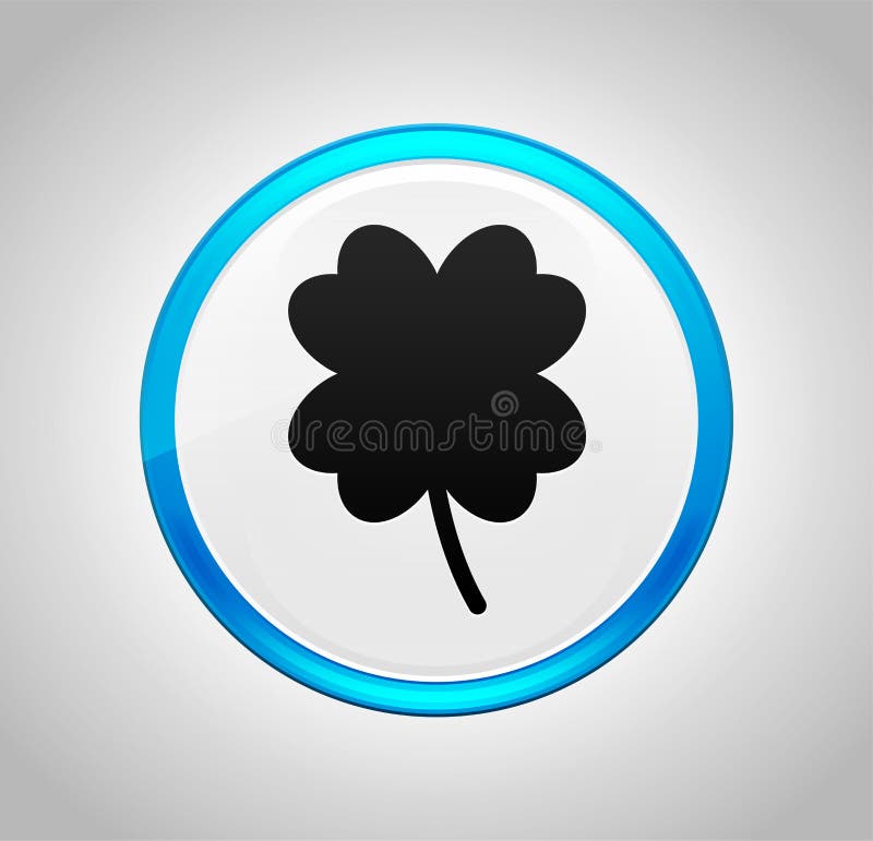 Lucky Four Leaf Clover Icon Round Blue Push Button Stock Illustration ...