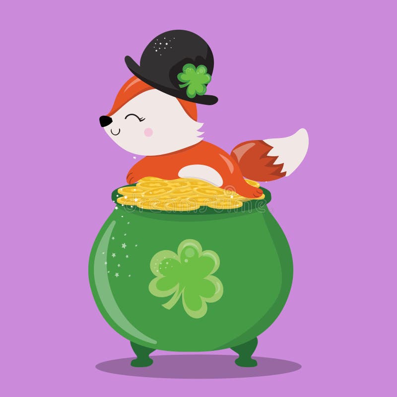 LUCKY FOX POT 04 stock vector. Illustration of lucky - 197986099