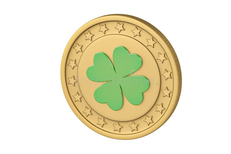 Lucky Gold Coin.3D Illustration Stock Illustration - Illustration of ...
