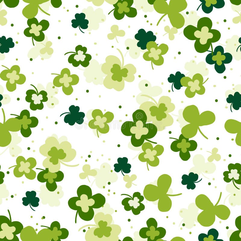 Lucky Green Clover Leaves Garden Party Vector Seamless Pattern Stock