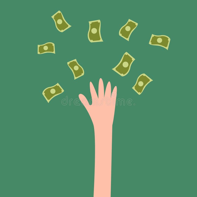 Lucky hand with fly money stock vector. Illustration of savings - 43553219