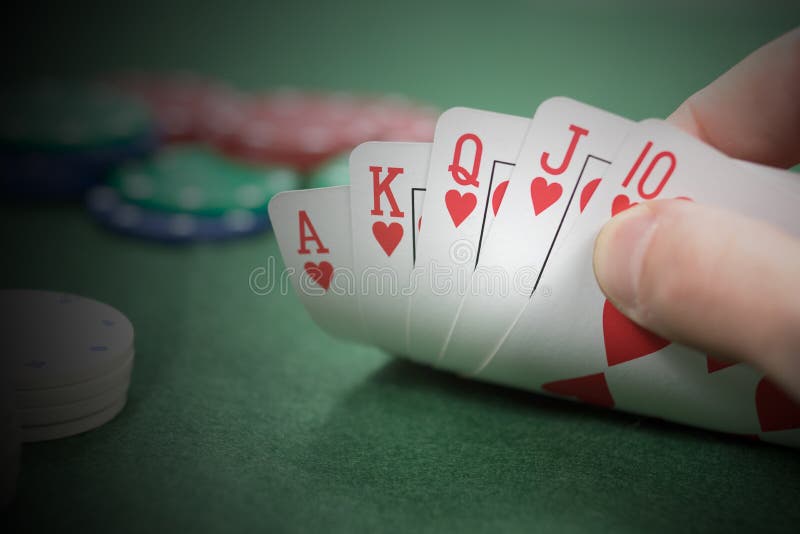 Lucky Poker Player with a Winning Hand Stock Image - Image of fingers ...