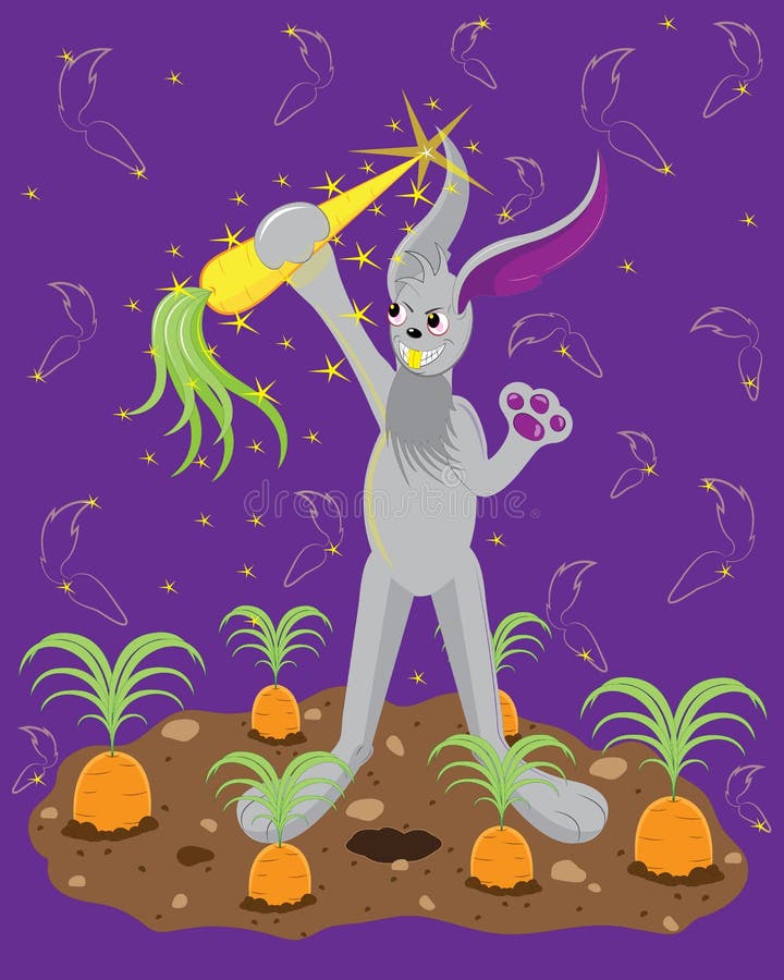 Lucky Rabbit Winning Carrots Stock Illustration - Illustration of luck ...