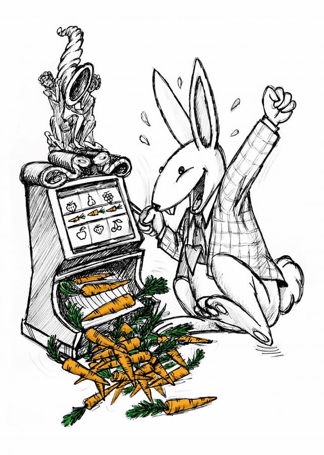 Lucky Rabbit Winning Carrots Stock Illustration - Illustration of luck ...