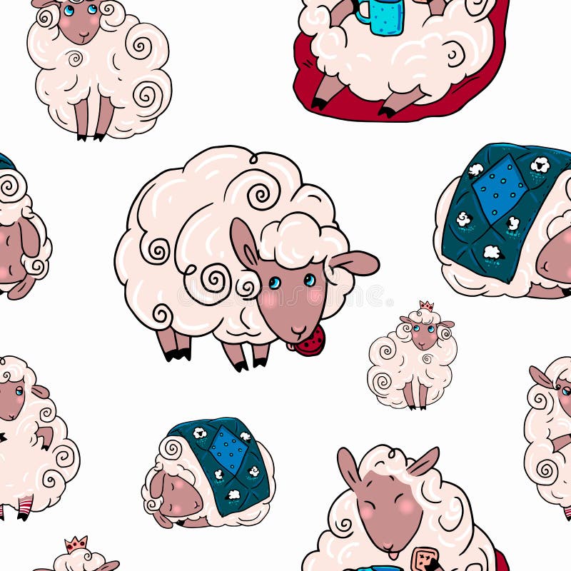 Lucky Sheep Vector Illustration Isolated on White. Stock Vector ...