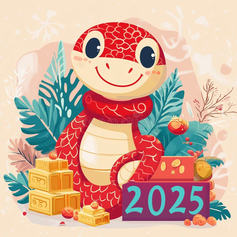 Lucky Snake 2025 New Year for Printing Stock Image - Image of lunar ...