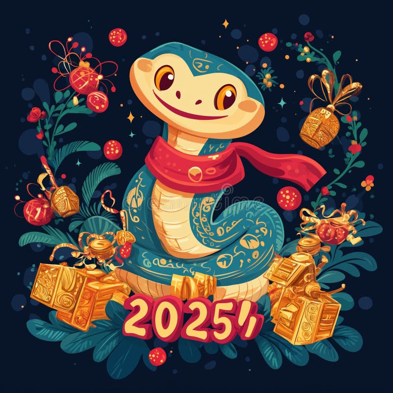 Lucky Snake 2025 New Year for Printing Stock Image - Image of lunar ...