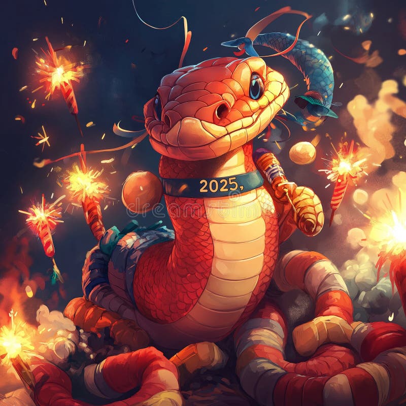 Lucky Snake 2025 New Year for Printing Stock Image - Image of lunar ...