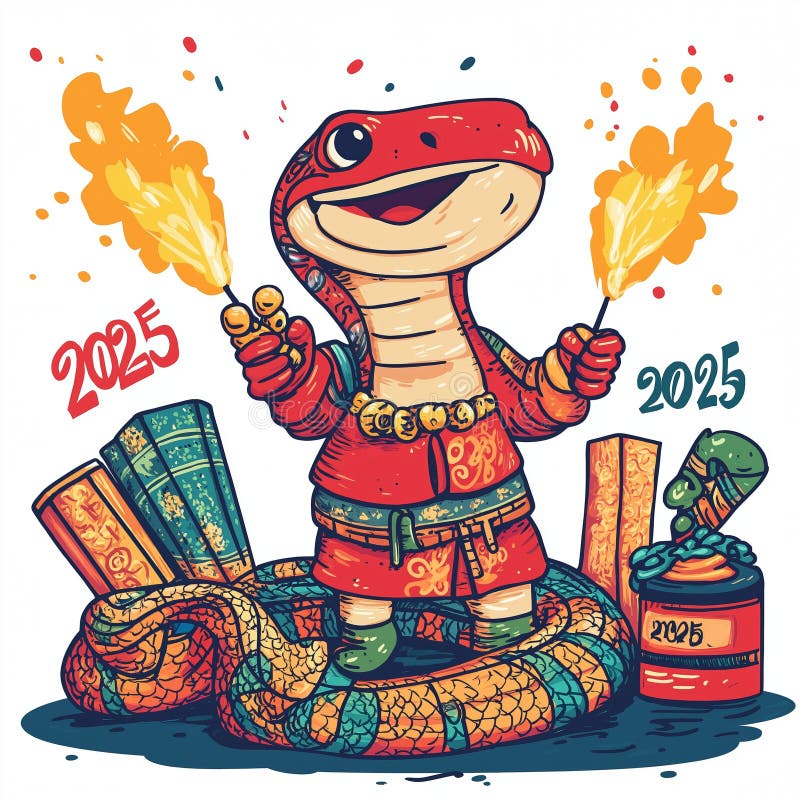 Lucky Snake 2025 New Year for Printing Stock Image - Image of lunar ...