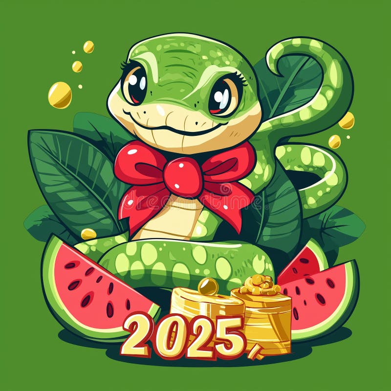 Lucky Snake 2025 New Year for Printing Stock Image - Image of lunar ...