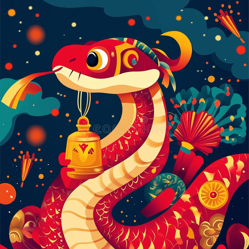 Lucky Snake 2025 New Year for Printing Stock Image - Image of lunar ...