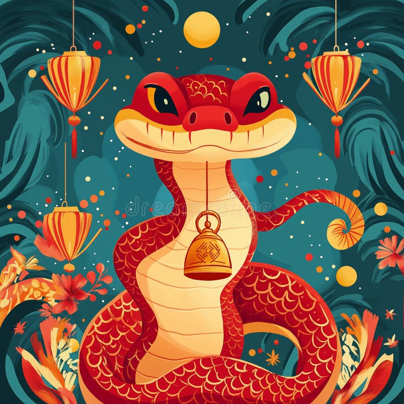 Lucky Snake 2025 New Year for Printing Stock Image - Image of lunar ...