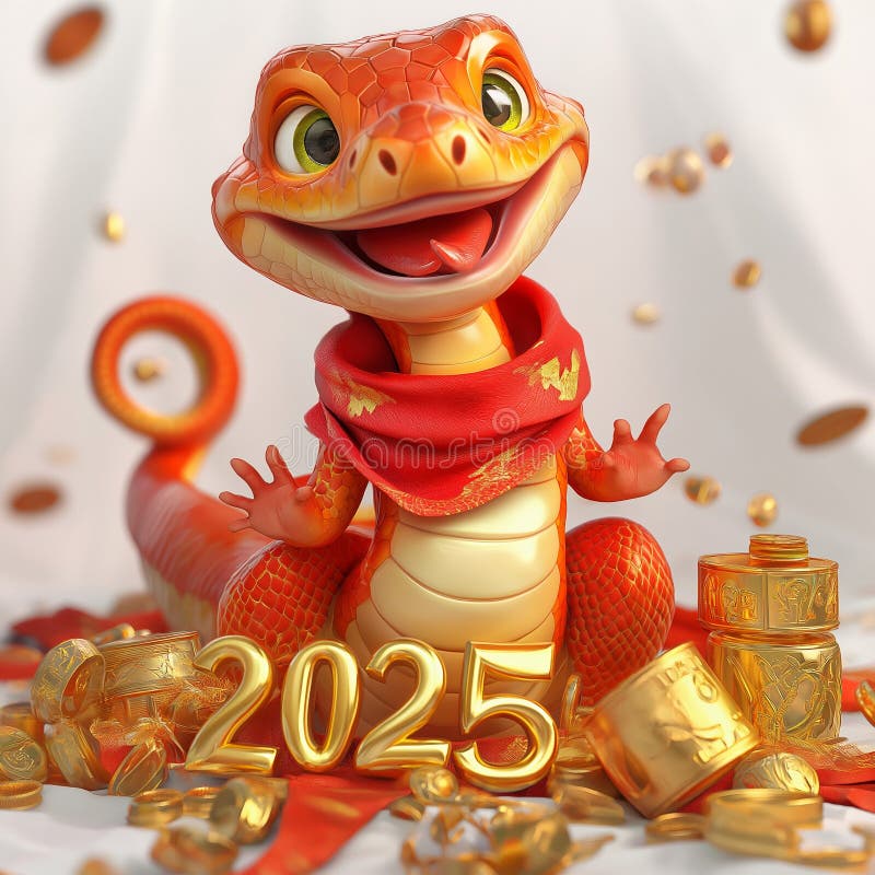 Lucky Snake 2025 New Year for Printing Stock Image - Image of lunar ...